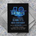 Blue Neon 48th Birthday Invitation | Zazzle