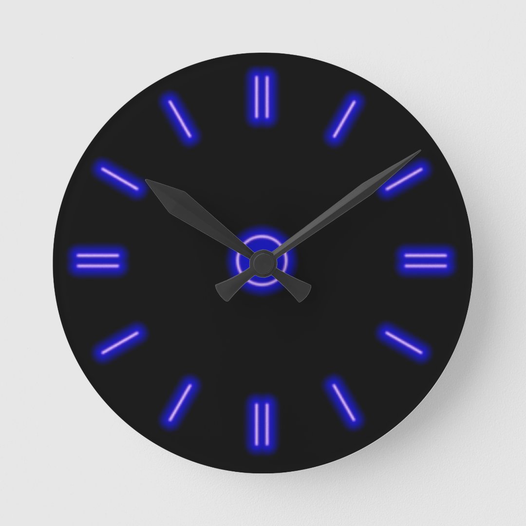 Blue Neon Clock | Zazzle
