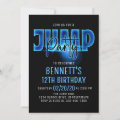 Blue Neon Jump Party Birthday Invitation | Zazzle