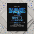 Blue Neon Karaoke Party Birthday Invitation | Zazzle