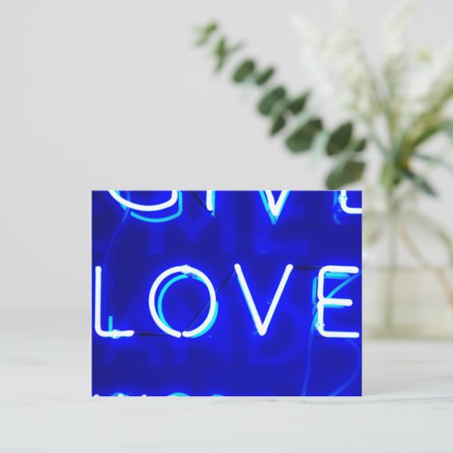 Blue Neon Love SIgn Postcard | Zazzle