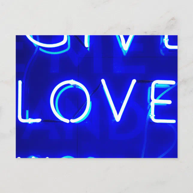 Blue Neon Love SIgn Postcard | Zazzle