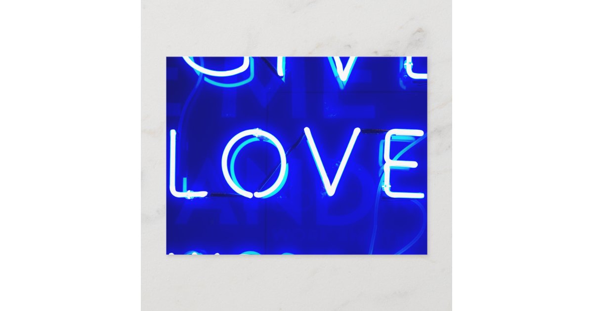 Blue Neon Love SIgn Postcard | Zazzle
