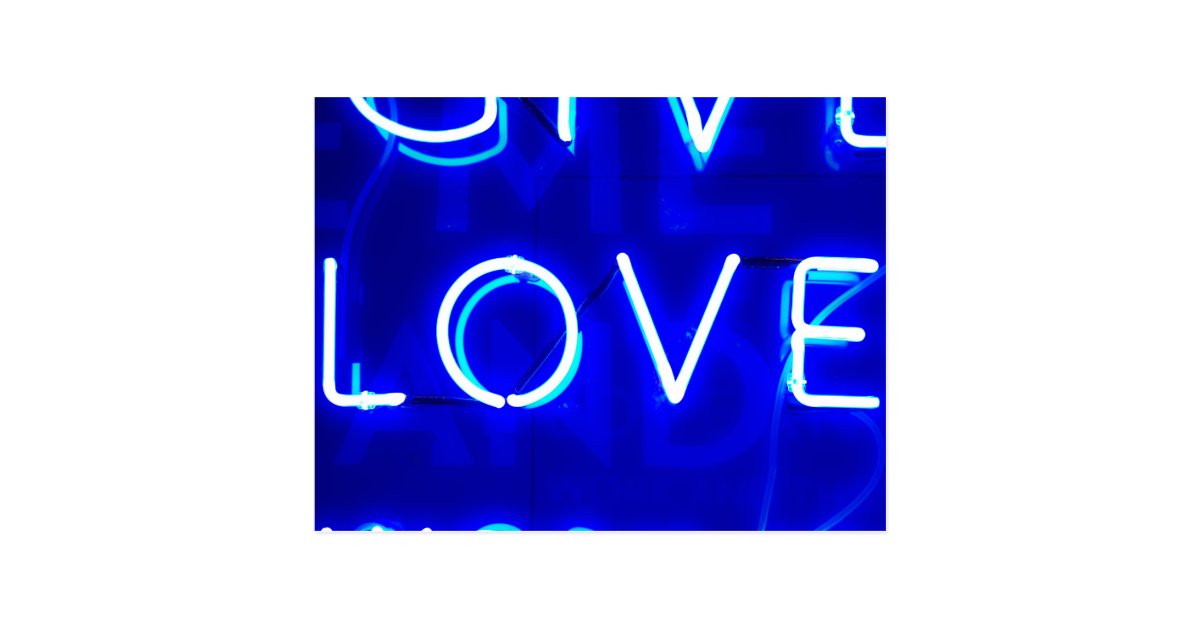 Blue Neon Love SIgn Postcard | Zazzle.com