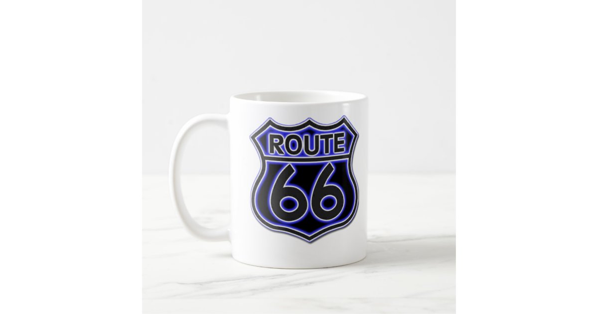 Blue Neon Route 66 Mug | Zazzle