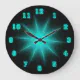 Blue Neon Star 10.75" Large Clock | Zazzle