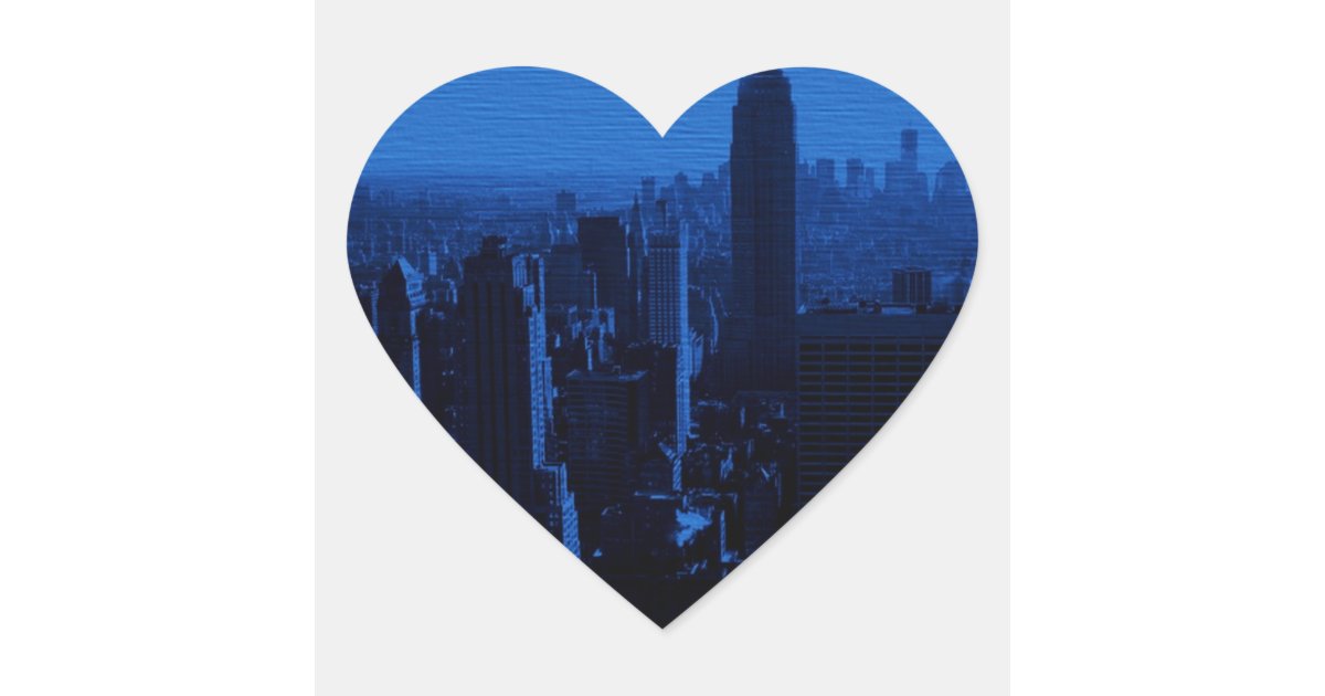 Blue New York City Night Heart Sticker | Zazzle