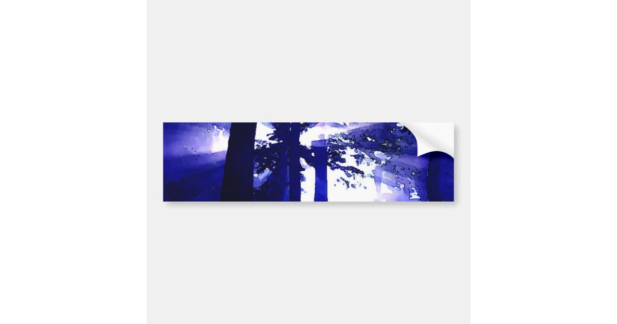 Blue Night Trees Bumper Sticker | Zazzle