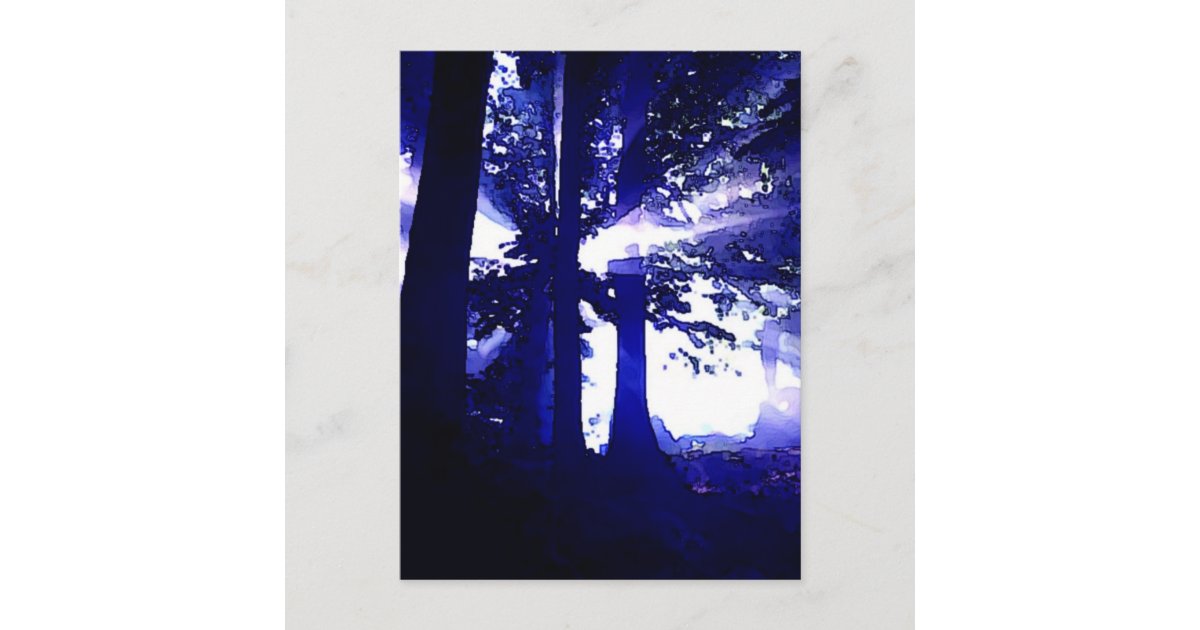 Blue Night Trees Postcard | Zazzle