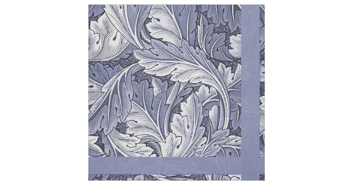 Blue Nouveau Acanthus Leaf Pattern Fabric | Zazzle