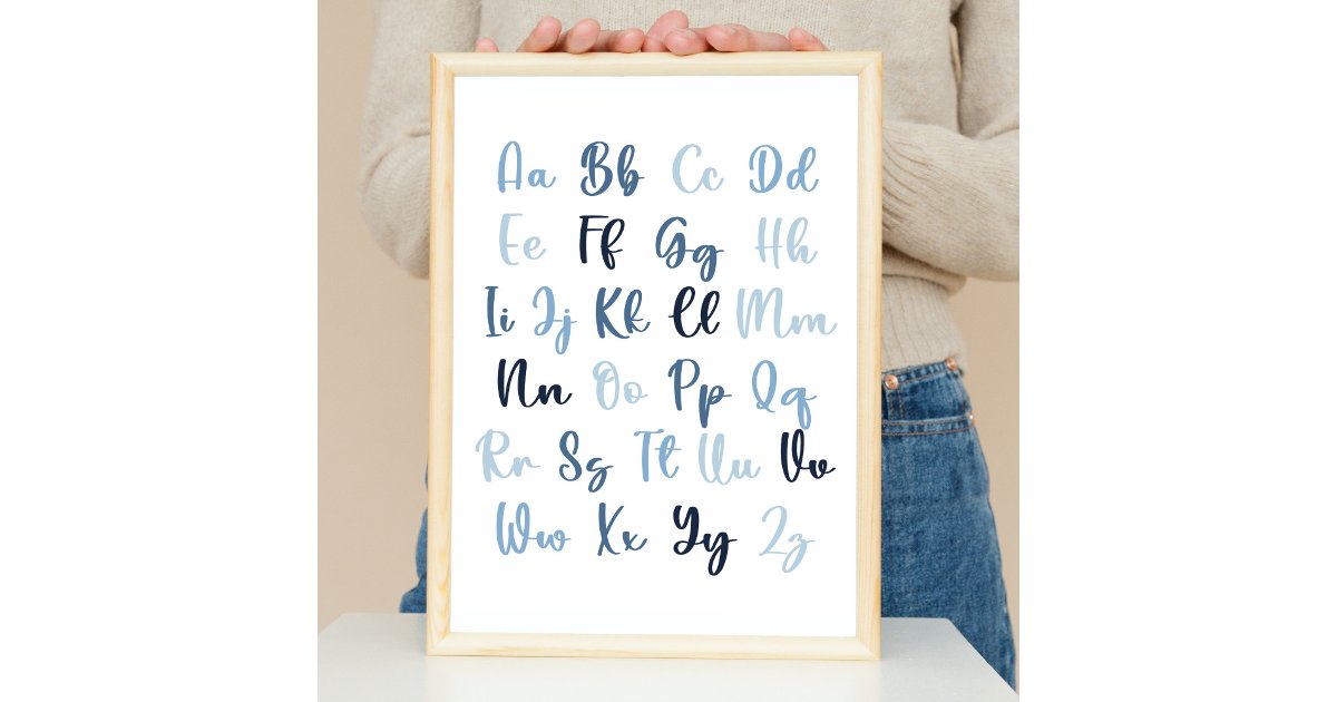 Blue Nursery Alphabet ABC Learn Poster | Zazzle