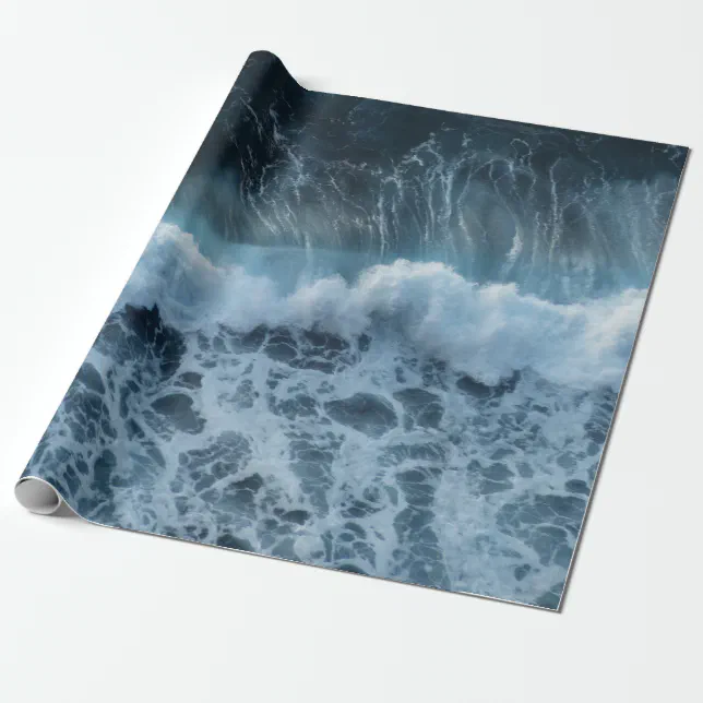 Blue Ocean Nautical Sea Waves Wrapping Paper | Zazzle