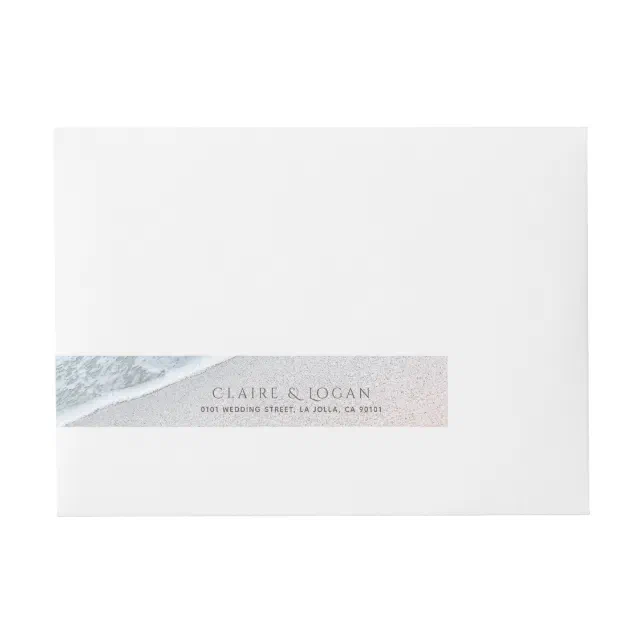 Blue Ocean & Sandy Beach Monogram Wraparound Label | Zazzle