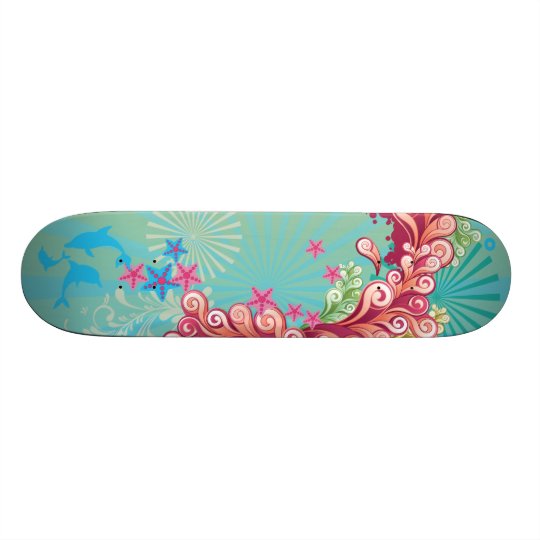 Blue ocean swirls design girls skateboard | Zazzle.com