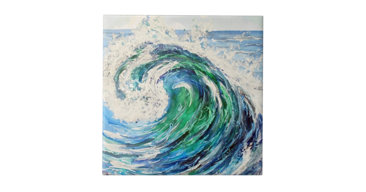 Blue Ocean Wave Ceramic Tile | Zazzle