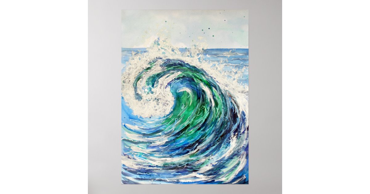 Blue Ocean Wave Poster | Zazzle
