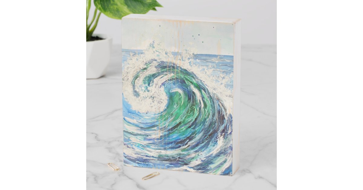 Blue Ocean Wave Wooden Box Sign | Zazzle