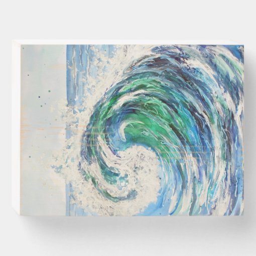 Blue Ocean Wave Wooden Box Sign | Zazzle