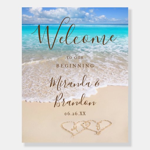 Blue Ocean Waves Beach Wedding Welcome Sign | Zazzle