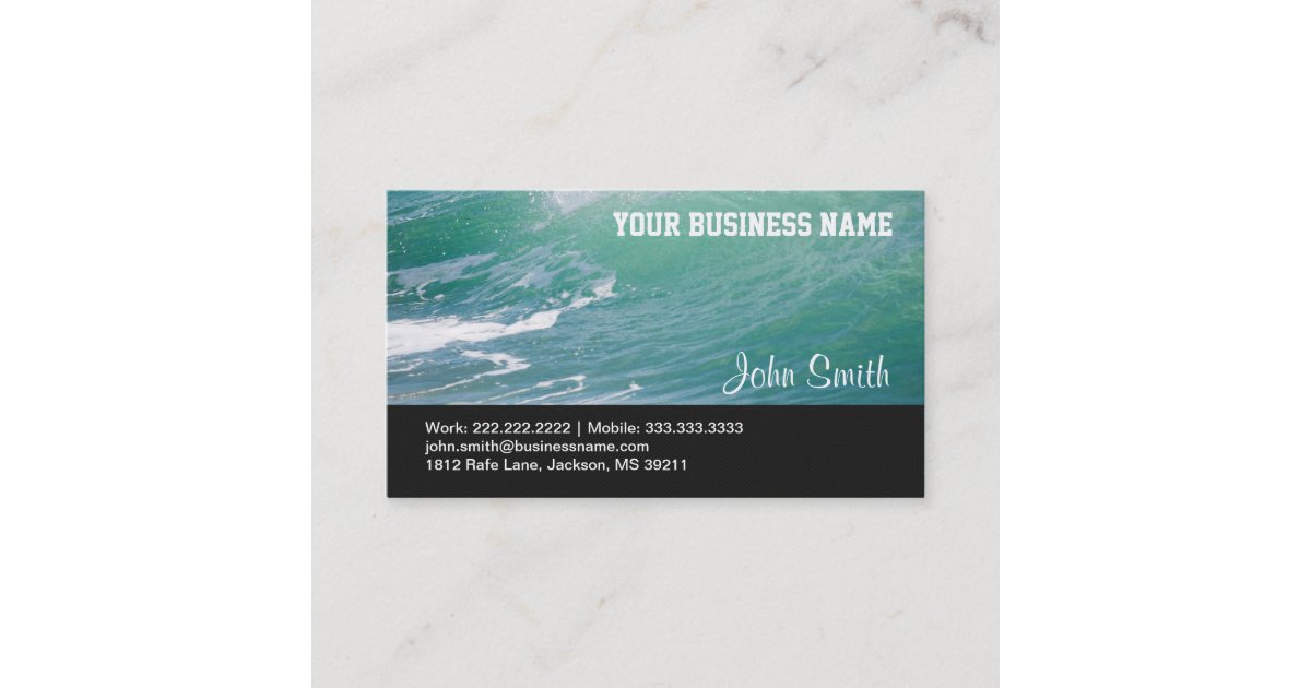 Blue Ocean Waves business card | Zazzle