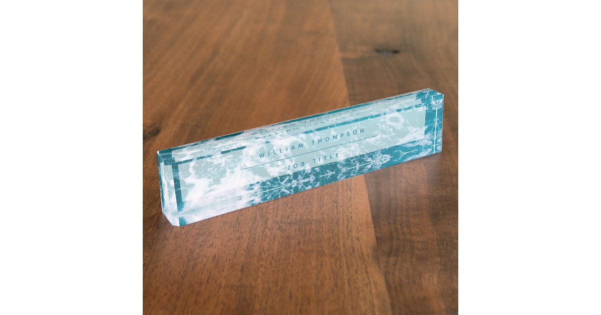 Blue Ocean Waves Desk Name Plate | Zazzle