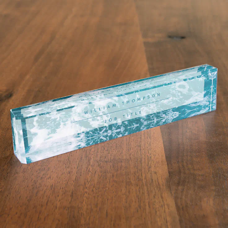 Blue Ocean Waves Desk Name Plate | Zazzle