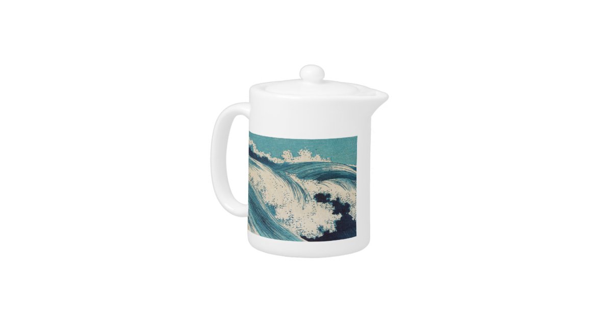 Blue Ocean Waves Japanese Woodcut Teapot | Zazzle