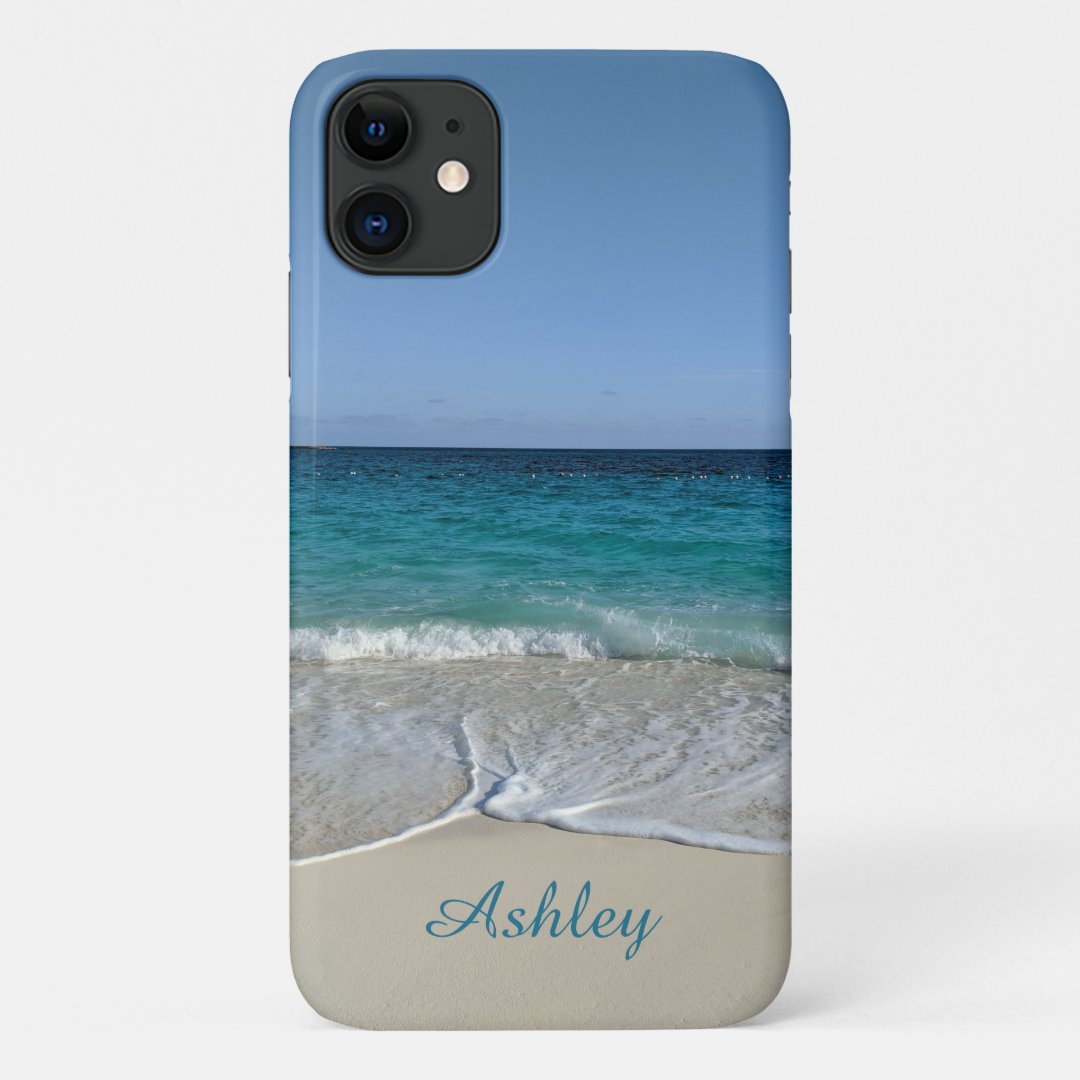Blue Ocean waves on a Caribbean beach V2 Case-Mate iPhone Case | Zazzle