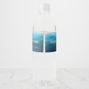 Blue Ocean Waves Wedding Water Bottle Labels | Zazzle