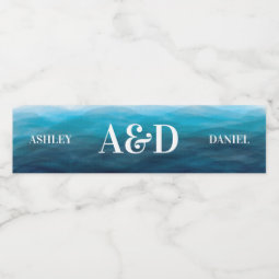 Blue Ocean Waves Wedding Water Bottle Labels | Zazzle