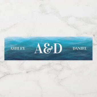 Blue Ocean Waves Wedding Water Bottle Labels | Zazzle