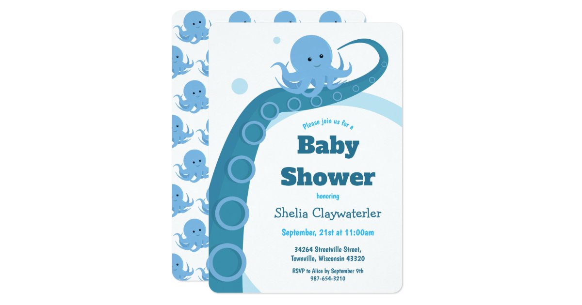 Blue Octopus | Baby Shower Invitation | Zazzle.com
