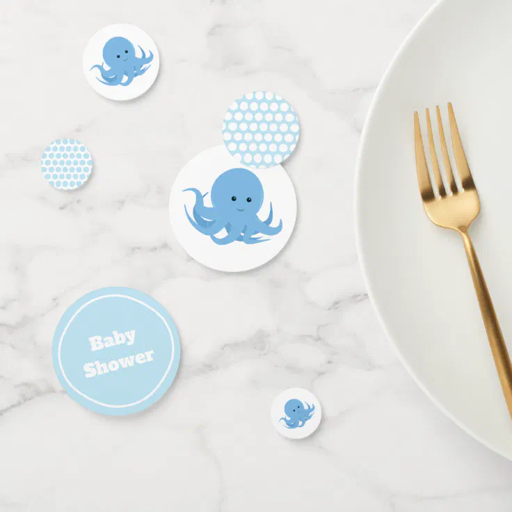 Blue Octopus Baby Shower | Table Confetti | Zazzle
