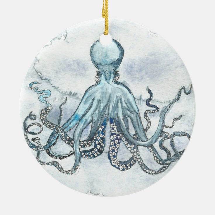 Blue Octopus Circle Ornament | Zazzle
