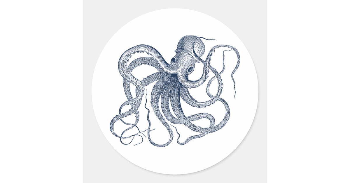 Blue octopus classic round sticker | Zazzle
