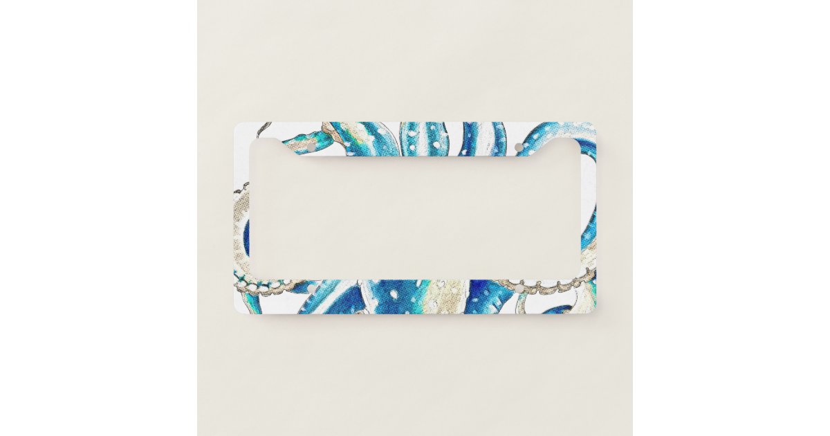 Blue Octopus Comic Style License Plate Frame | Zazzle