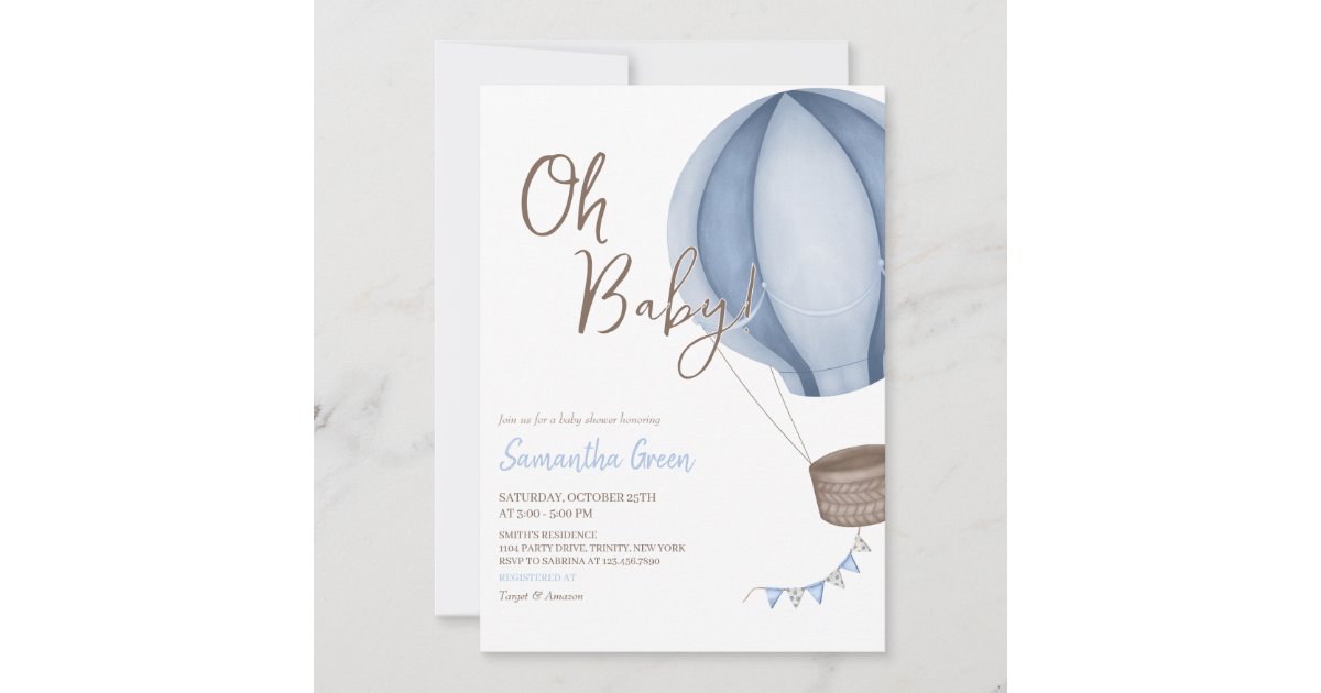 Blue Oh Baby Baby Shower Invitation | Zazzle