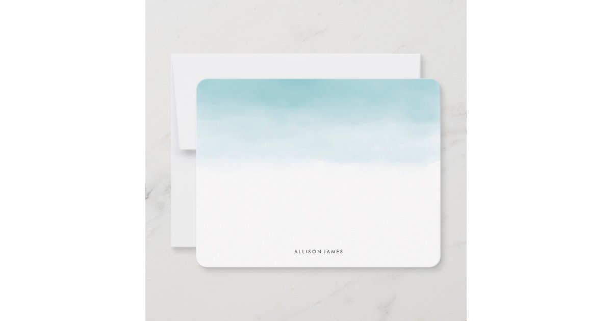 Blue Ombre Flat Note Cards | Zazzle