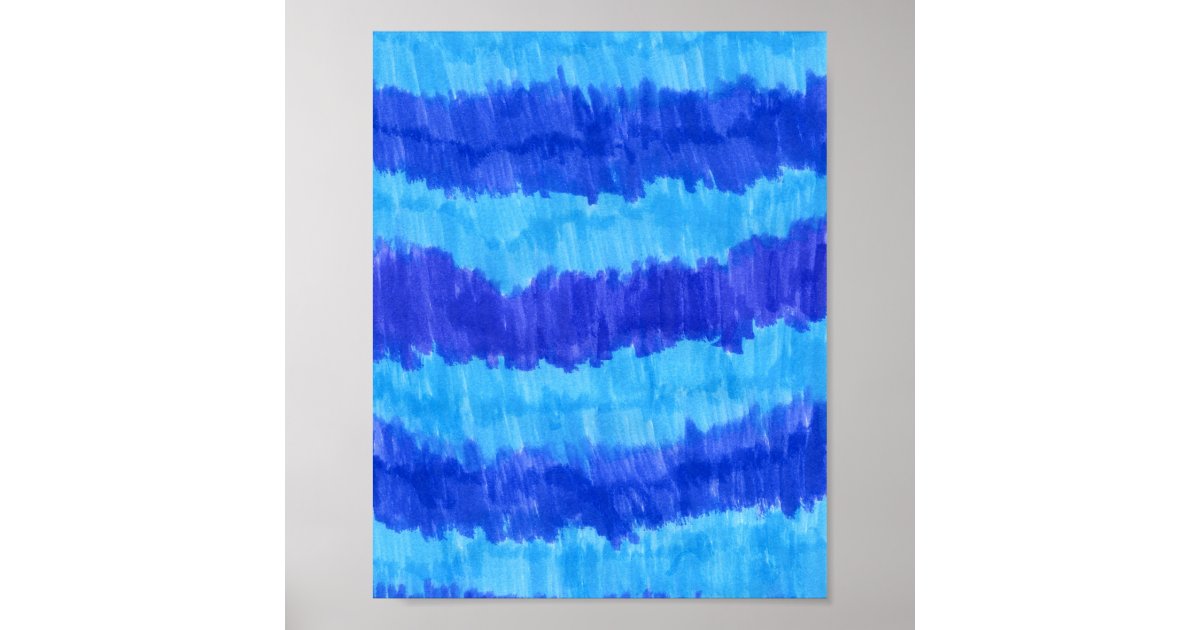Blue Ombre Gradient Pattern Ink Poster | Zazzle