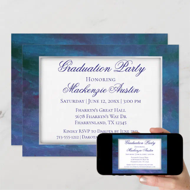 Blue-Ombre Graduation | Turquoise Violet Purple Invitation | Zazzle