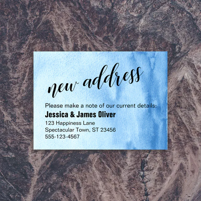 Blue Ombre Watercolor New Address Handout Card | Zazzle