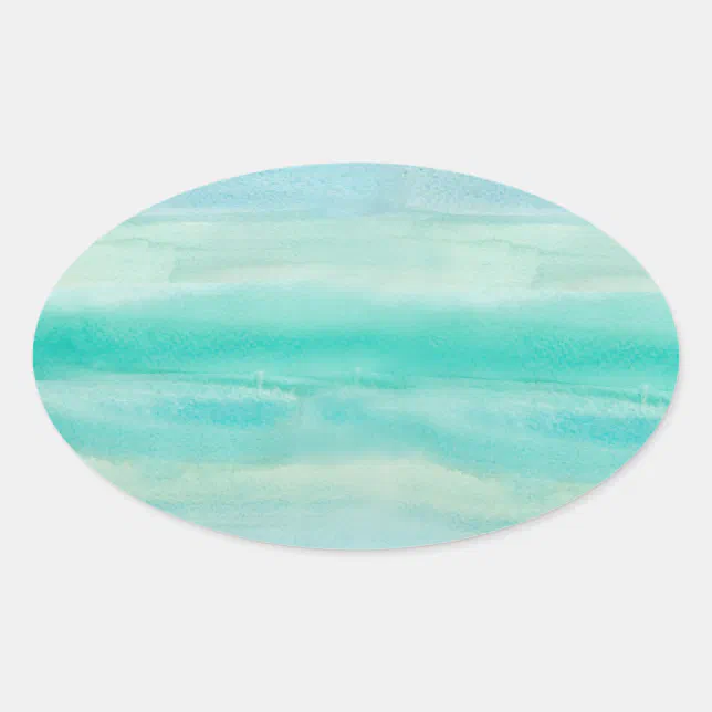 Blue Ombre Watercolor Wash Pattern Oval Sticker | Zazzle