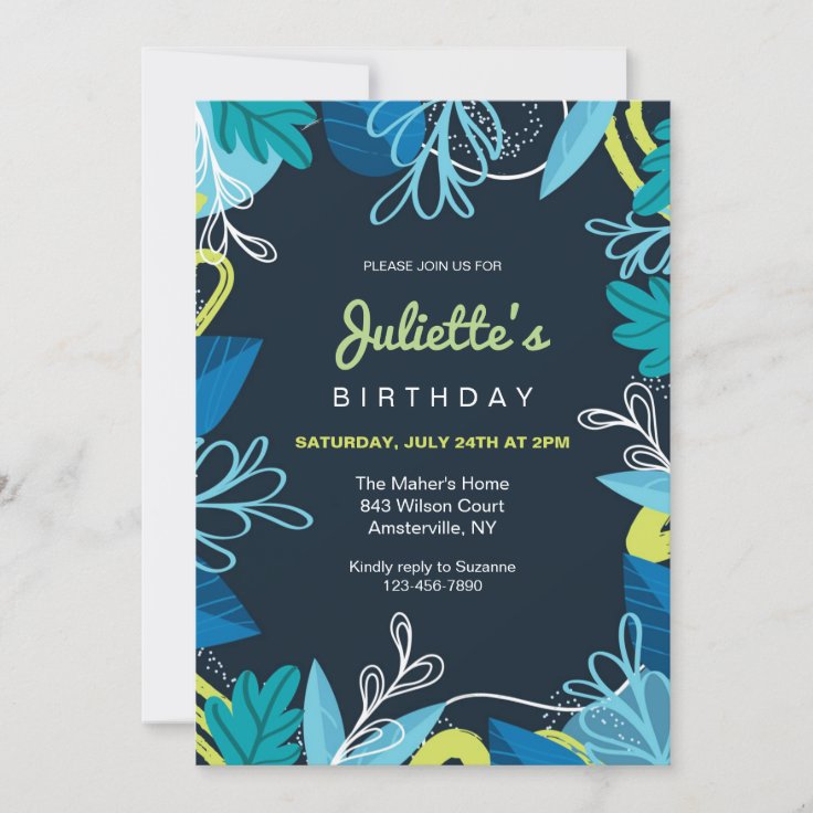 Blue on Blue Birthday Party Invitation | Zazzle