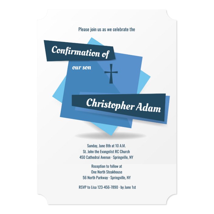 Blue on Blue Confirmation Invitation | Zazzle.com