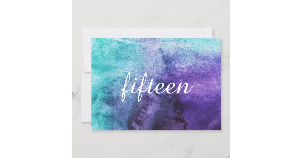 Blue on Purple Watercolor - Table Numbers | Zazzle
