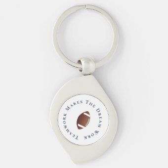 Blue on White Teamwork Makes The Dream Work Keychain | Zazzle