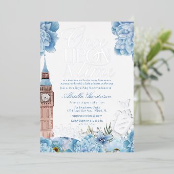 Blue Once Upon a Time Princess Baby Shower Foil Invitation | Zazzle