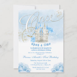 Blue Once Upon a Time Princess Birthday Invitation | Zazzle