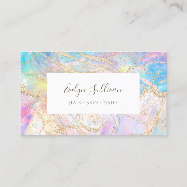 blue opal background business card | Zazzle