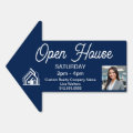 Blue Open House Real Estate Company Logo Arrow Sign | Zazzle